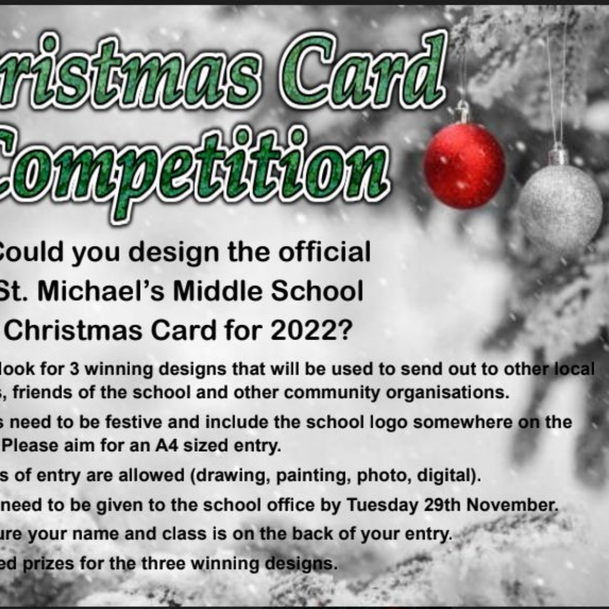 St Michael's Middle School - Christmas Card Competition